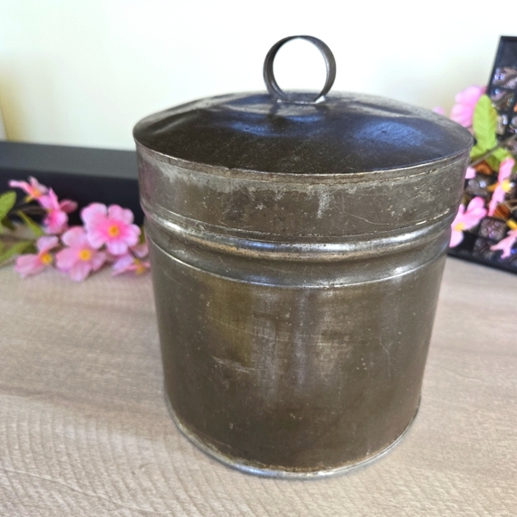 Accents | Vintage Round Metal Containertin Storage Decorative Antique ...